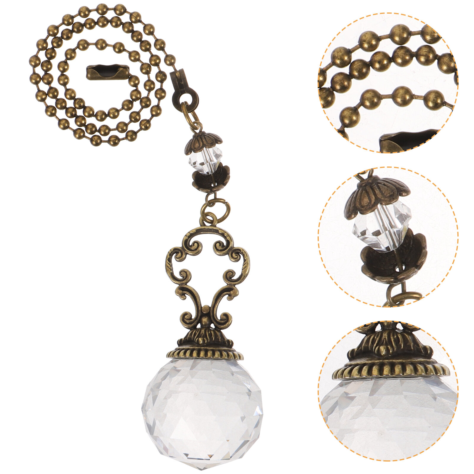 Кристалл металлический подвесной декоративный для светильников и вентиляторов 2 шт золотистый