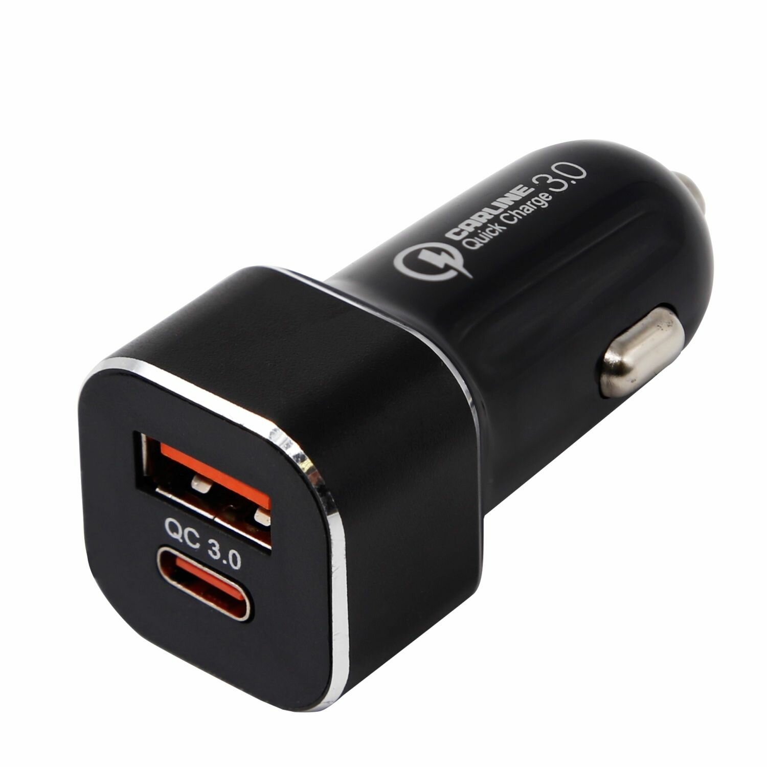 Зарядное устройство адаптер USB CARLINE 2хUSB (USB QC 3.0 + PD Type C) в прикуриватель 12/24В черный