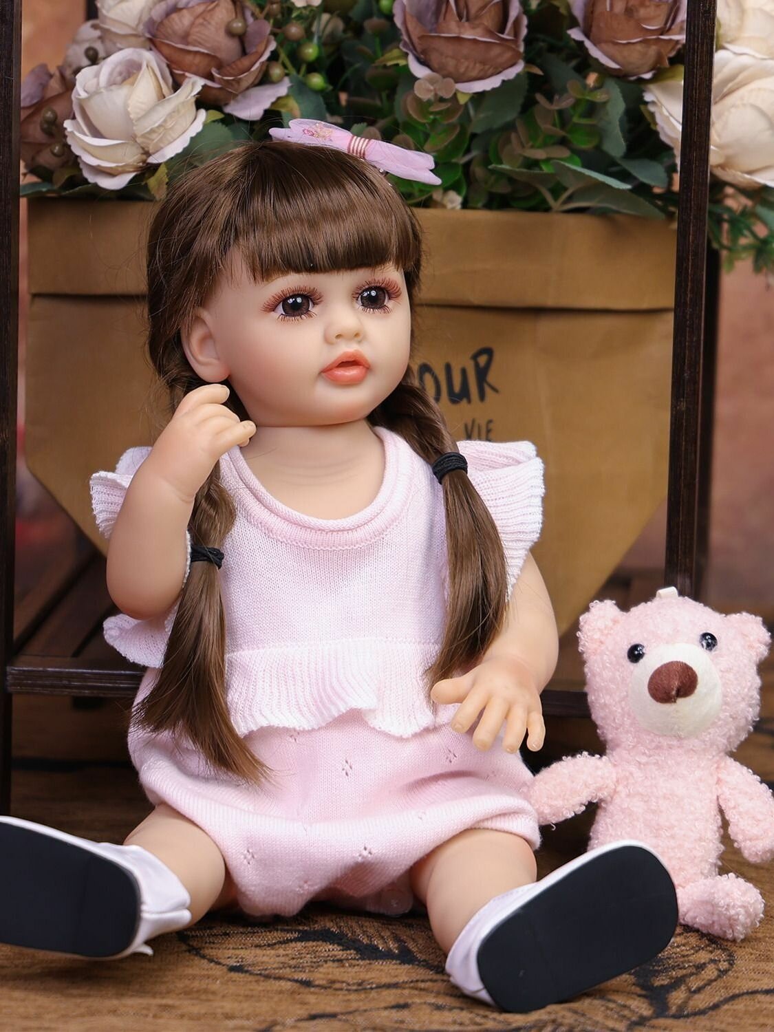 KEIUMI 55 см золотые волосы девочка Реборн кукла, подарки на День рождения для детей