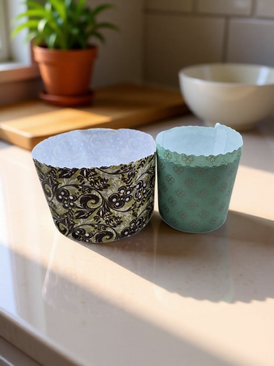 Формы пасхальные "Пасхальная классика" 2 размера для выпечки Кулича из пергаментной бумаги ,(в наборе 6шт )