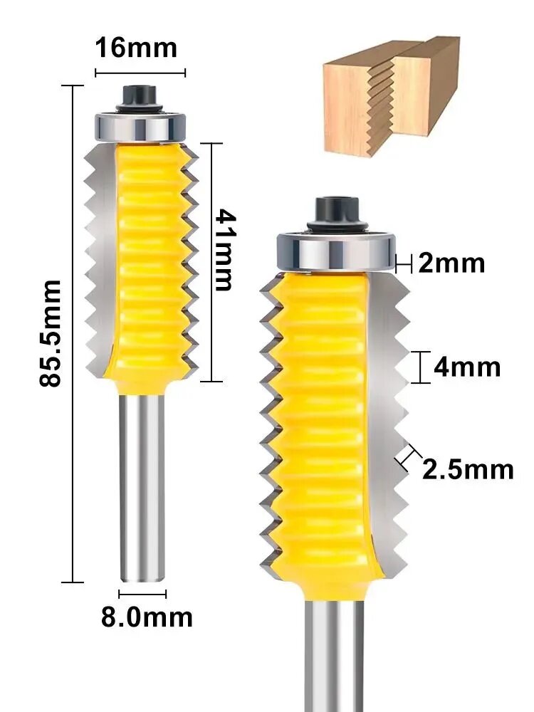 Фреза микрошиповая для сращивания древесины BALUGAEA, 8х16х41х85,5 мм