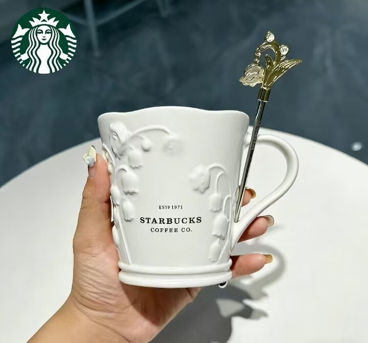 Кофейная кружка Starbucks, украшение «Колокольчик», 330мл, перемешивающий стержень