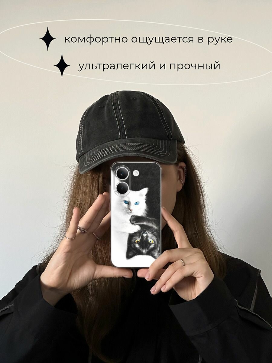 Силиконовый чехол на Poco X8 Pro / Поко X8 Про с принтом Коты Инь-Янь — фото 1