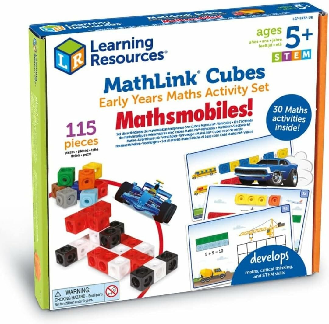 Развивающая игрушка Learning Resources - Математический набор MathLink Cubes Mathmobiles "Математические машинки" (на англ. языке), 115 эл. - LSP9332-UK