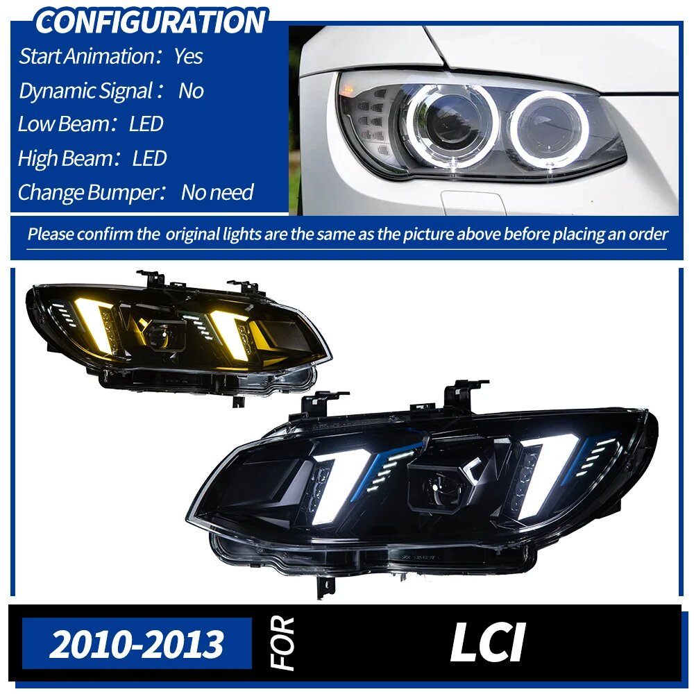 Фара для BMW M3 E92 330i 335i M3 2006-2013 Сборка фар автомобильного стайлинга Задний тормоз Задний указатель E93 Сигнальная лампа