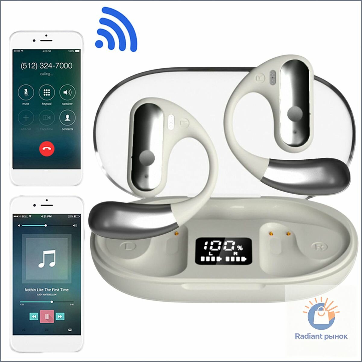 Наушники беспроводные с микрофоном YYK-Q28, Bluetooth, USB Type-C, белый