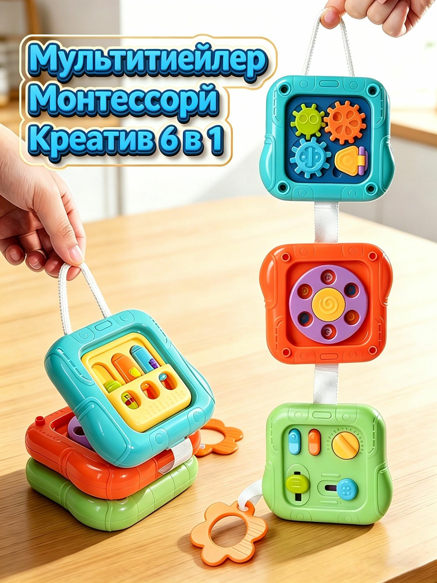 Детская занятая доска для детей / Бизиборд для малышей от 1 года 6 в 1 бизиборд 6 в 1