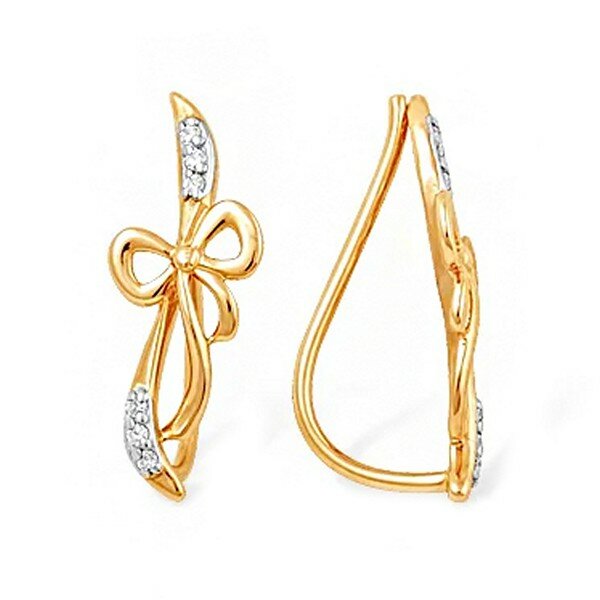 Серьги, красное золото, 585 проба, фианит