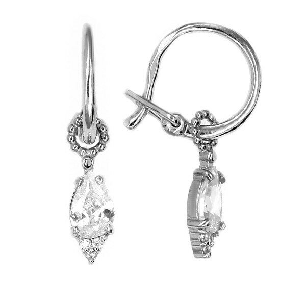 Серьги, серебро, 925 проба, родирование, фианит