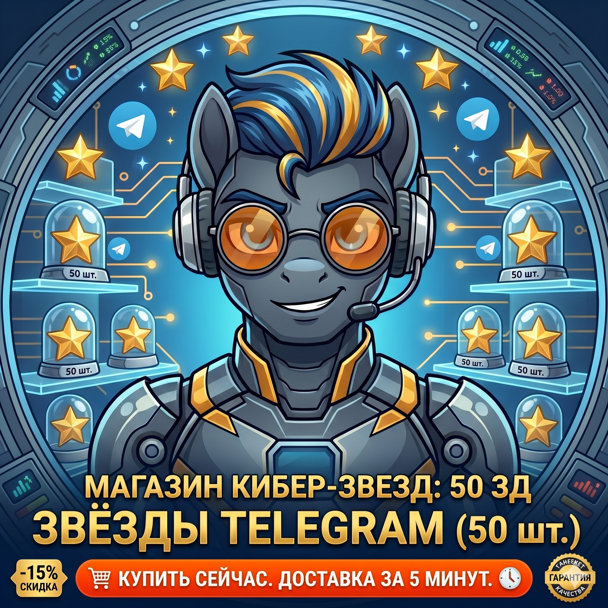 50 Звезд Telegram (Telegram Stars) на ваш аккаунт ⭐ Быстрое пополнение