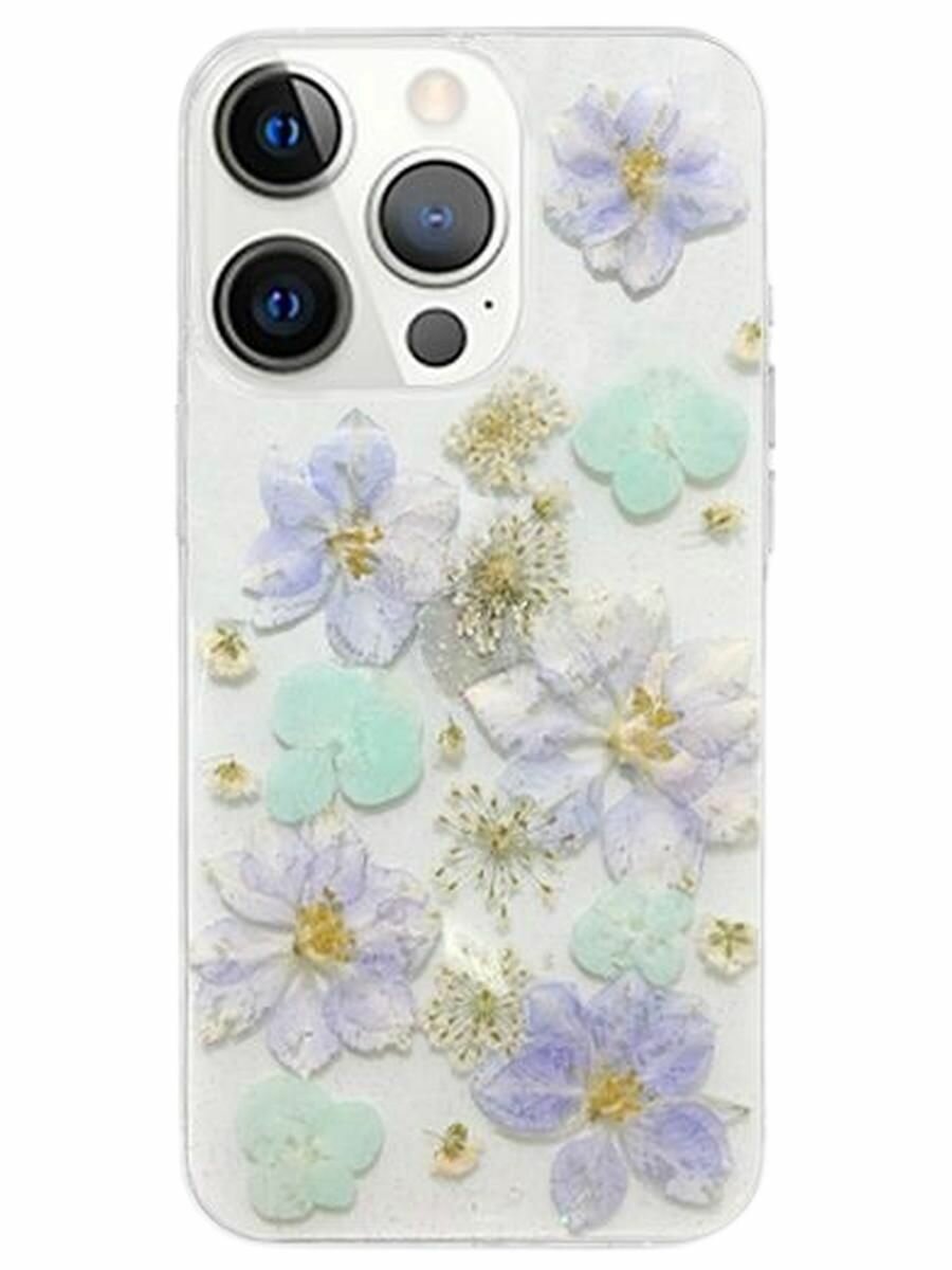Чехол K-DOO Flowers iPhone 14 Pro, сиреневый