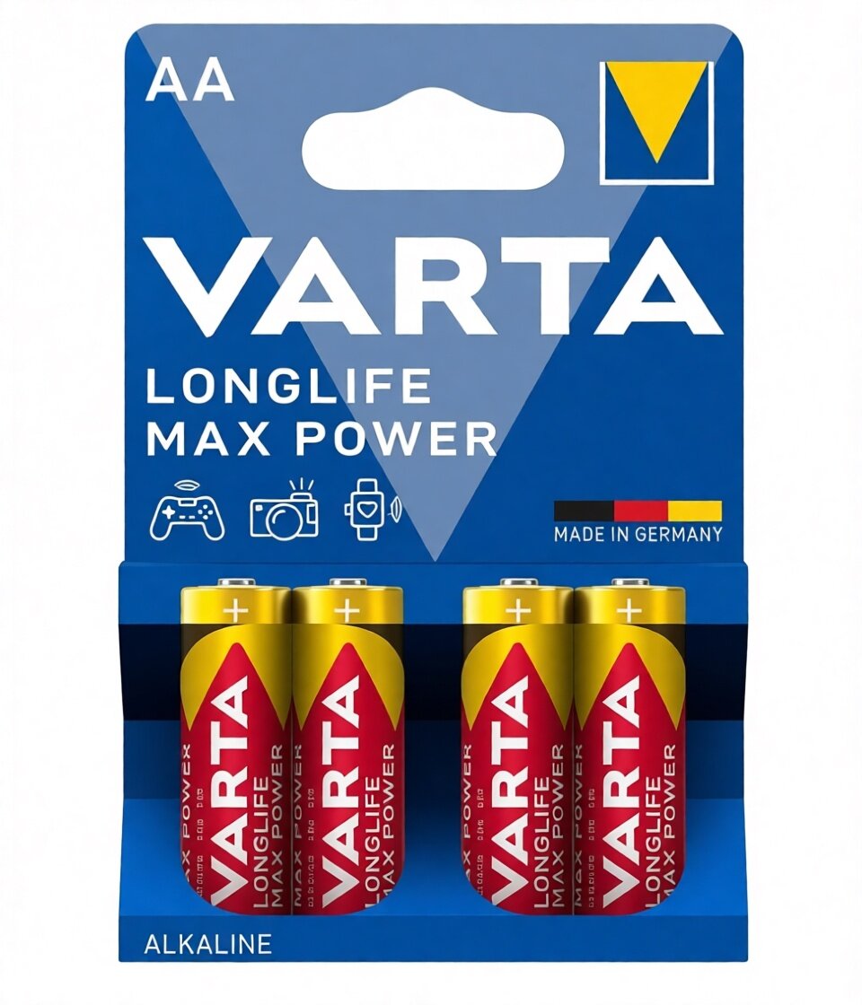 Батарейка VARTA AA Longlife Max Power (LR06) 4 шт, (4 шт. в одном блистере)