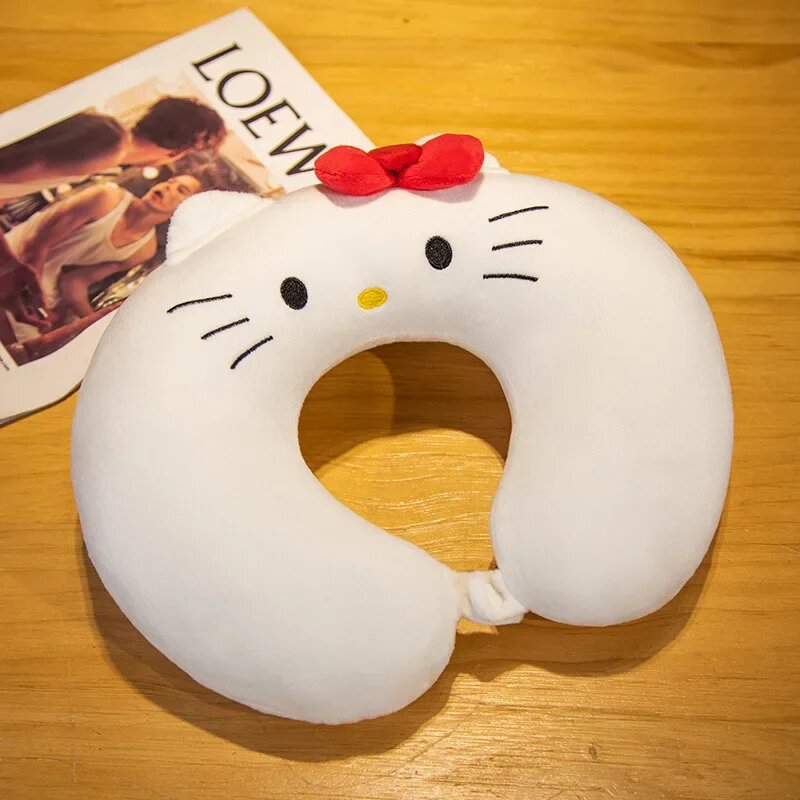 Плюшевая подушка Sanrio Hello Kitty Purin Pochacco Kuromi U-образная для шеи kt white