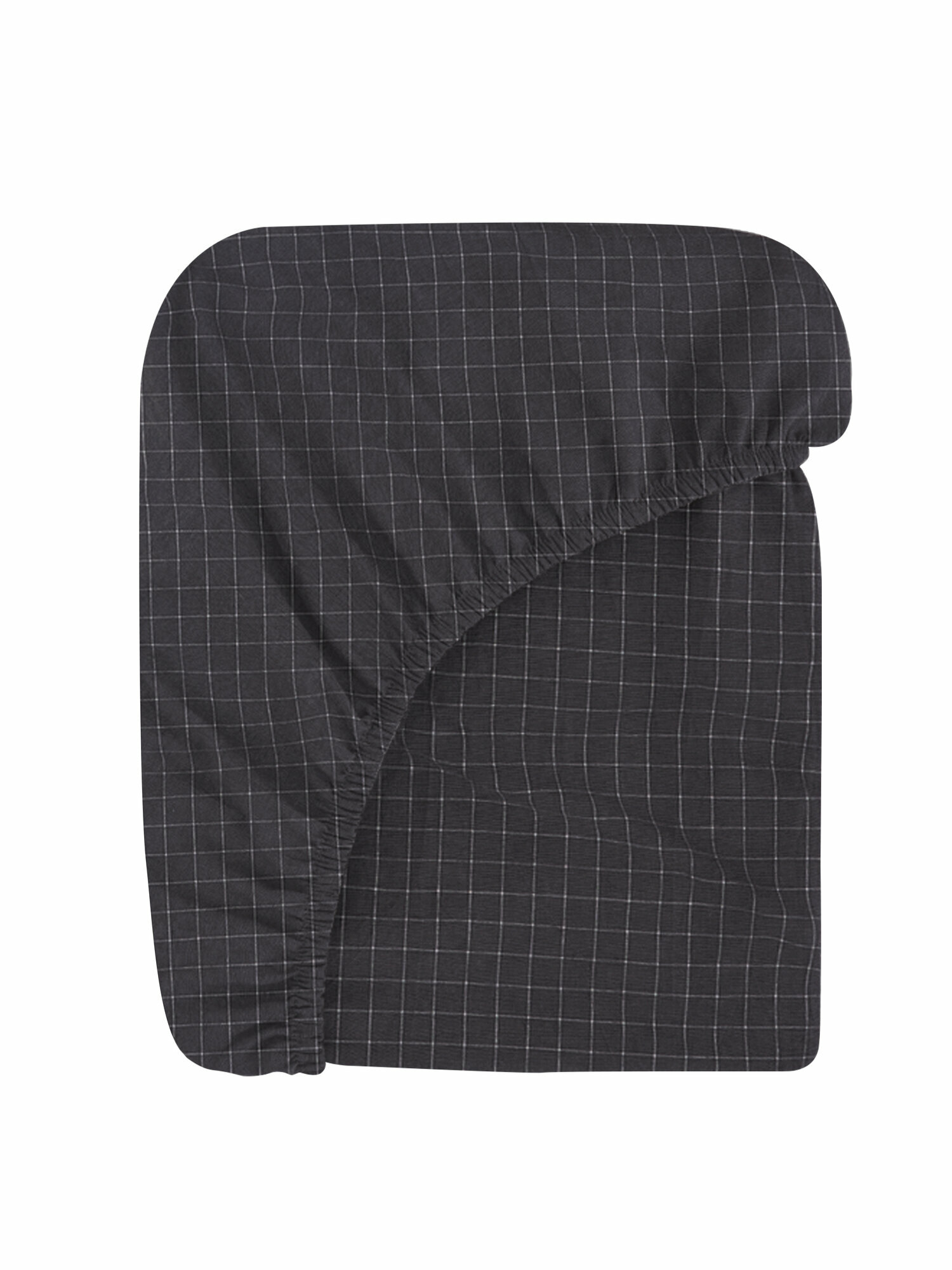 Простыня MORФEUS (морфеус) - Melange Gray Check (черный) - 180x200x30 (на резинке) - вареный хлопок