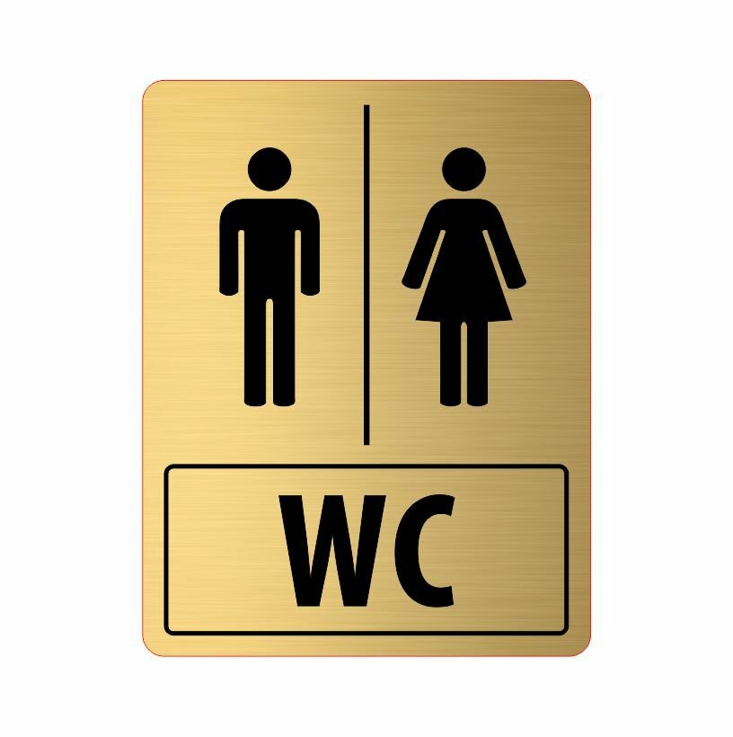 Табличка на туалет WC gold