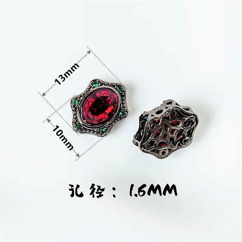 Бусины-разделители медные, черные, с цирконами, 13x10 мм, 1.6 мм, JY-08J160