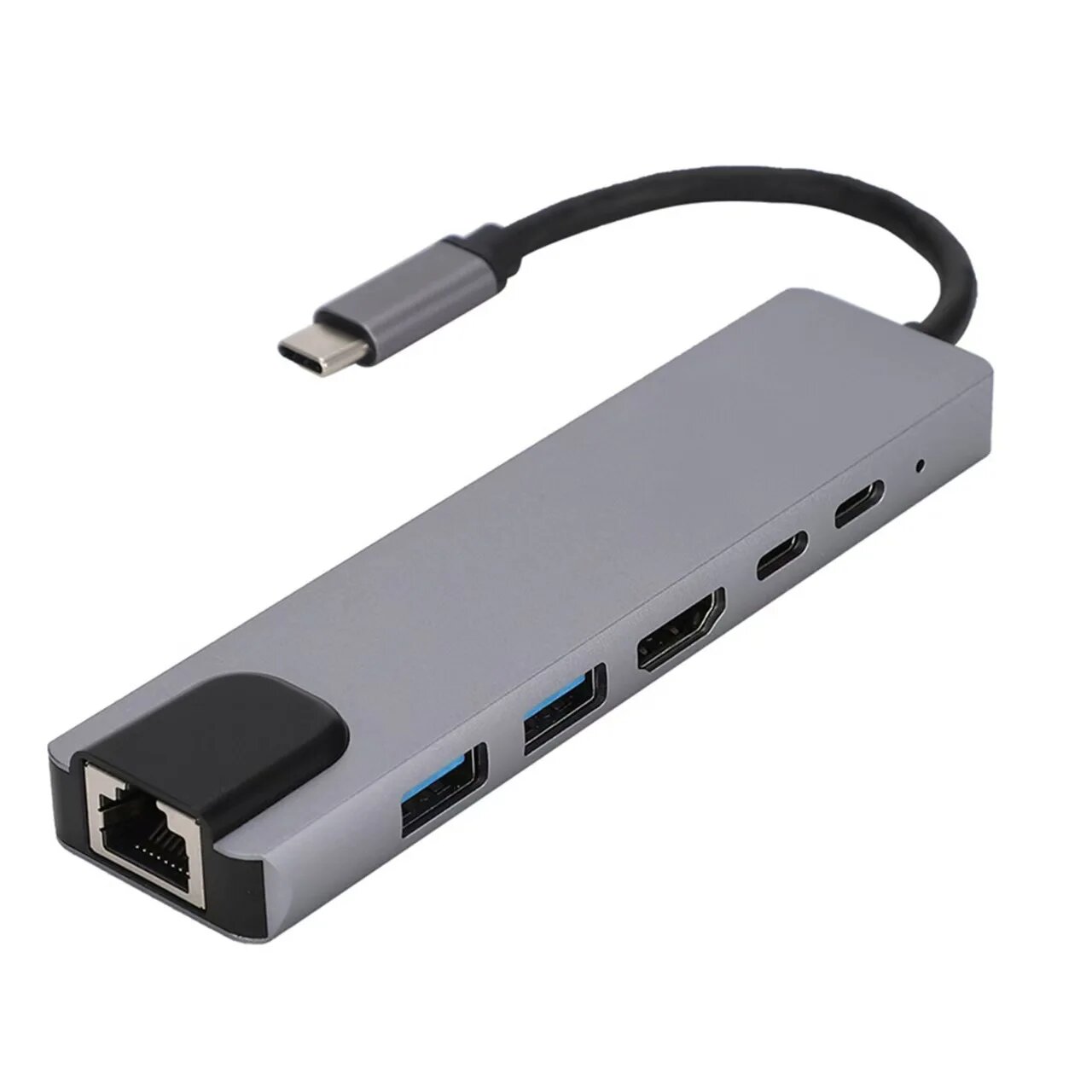 Многопортовый адаптер USB C Hub, 6-в-1 USB-C с 4K HDMI, RJ45, USB 3.0/2.0, док-станция USB-C для MacBook Pro/Air, iPad Pro, X.