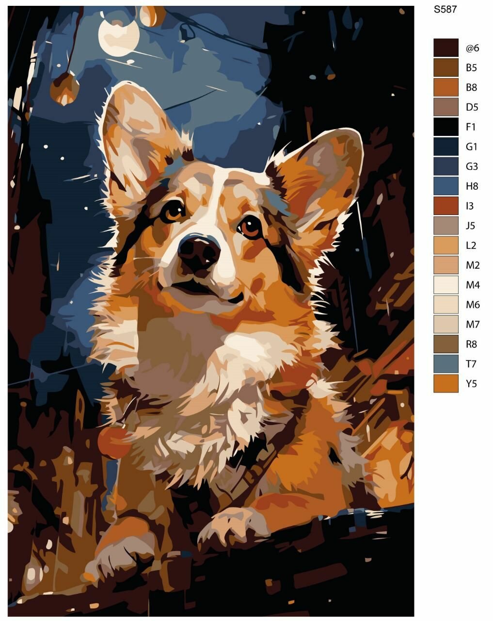 Картина по номерам S587 "Корги. Собака" 70x110 см