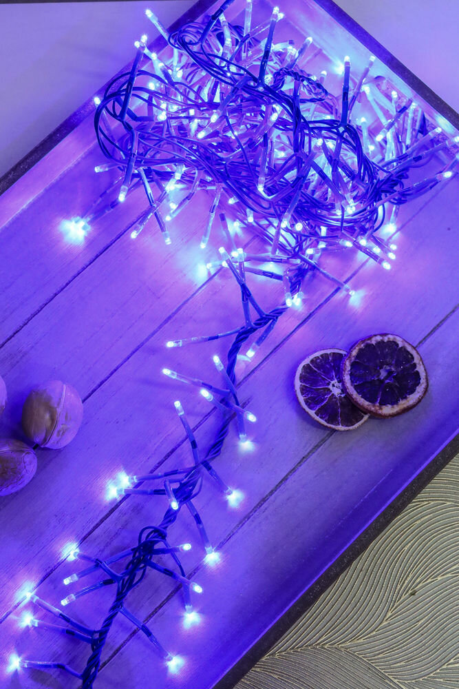 Электрогирлянда Фейерверк объёмная (Cluster lights) 200 синих LED ламп 2 м, синий ПВХ, соединяемая, Сноухаус.