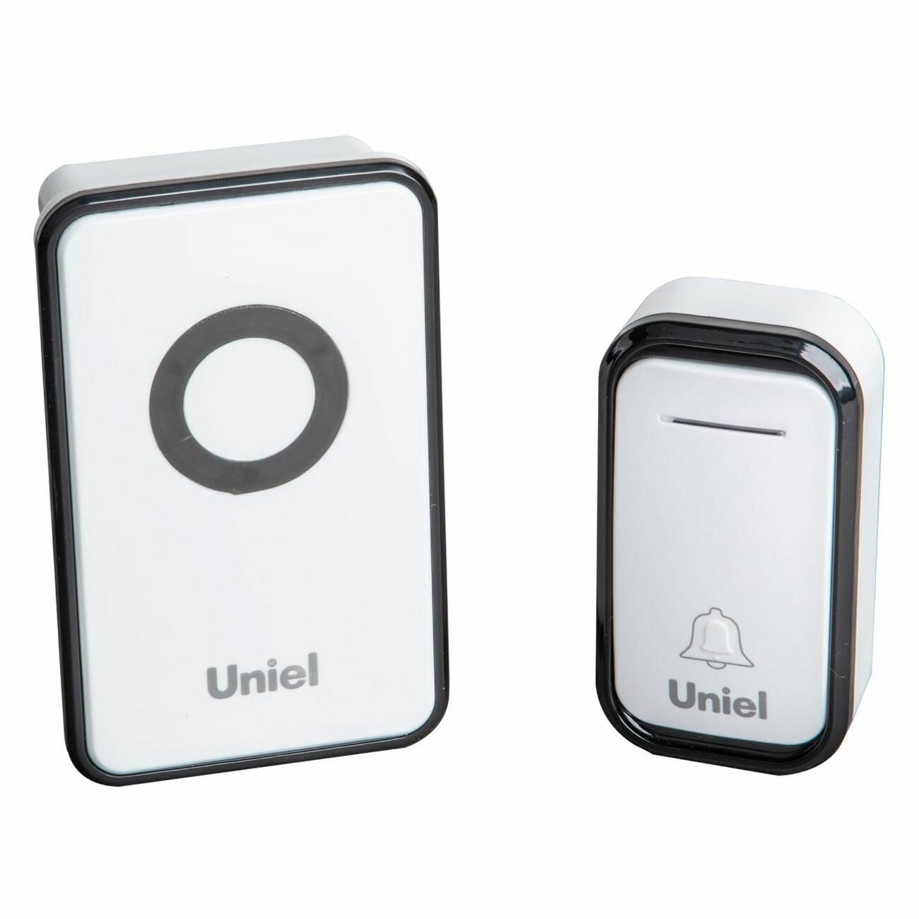 Дверной звонок Uniel UDB-094W-R1T1-38S-BL/WH Звонок электронный, 220В. Радиус действия 150 метров. Черный с белым. ТМ Uniel