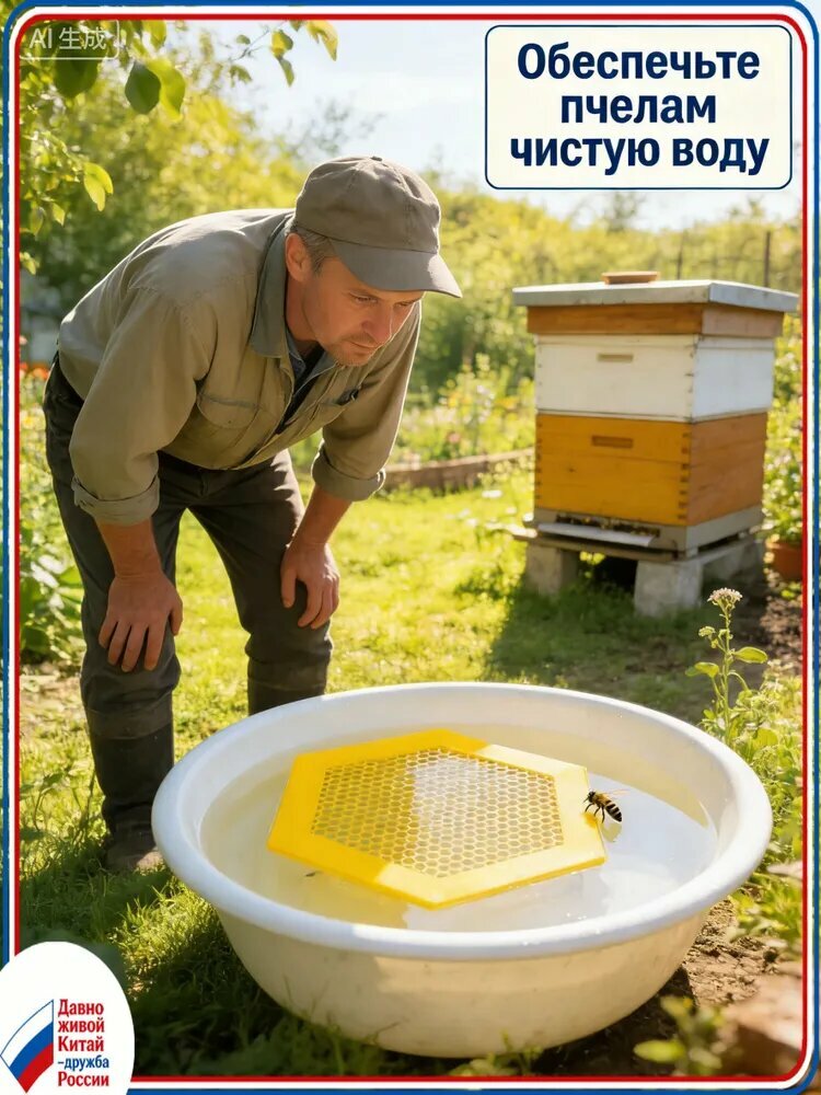Лоток для питья пчёл и насекомых жёлтый 210 180 мм безопасная поилка для садовых опылителей, поильная станция для пчёл, бабочек и других насекомых