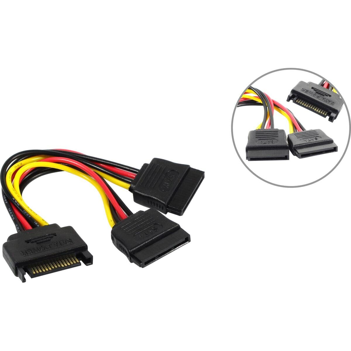 Cablexpert Разветвитель питания 1xSATA M ->2xSATA F 15см