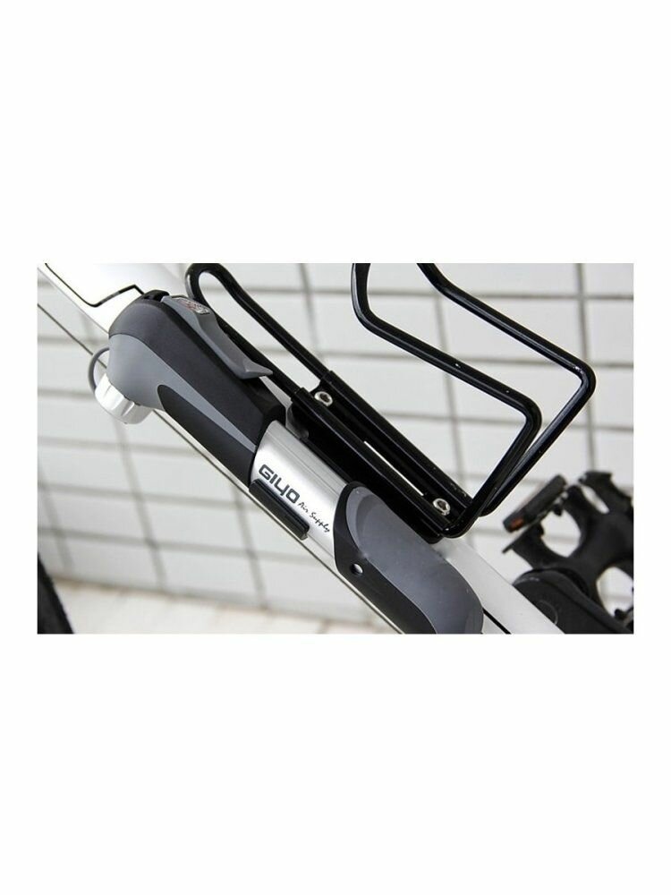 Насос для велосипеда Giyo GP-04C компактный алюминиевый 5,5 атм/80psi, Т-образная ручка, клапан clever valve, AV/FV, серебристо-черный