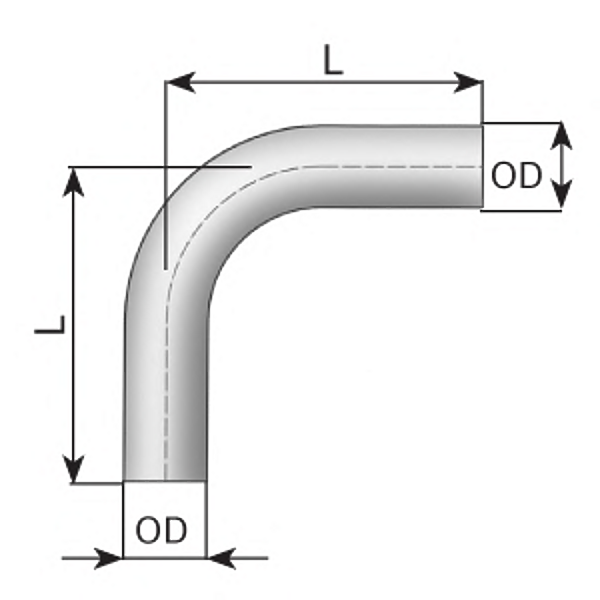 DINEX 91046 колено 90 / d 45,0 mm (od / od)колено 90 / d 45,0 mm (od / od)