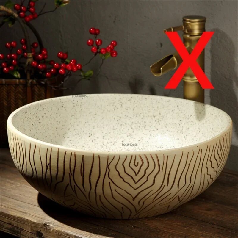 Ванна в туалете Сink Круглый художественный раковина Нагрузка Раковина для кухни миска Домашняя керамическая раковина Один бассейн Ванны в ванной комнате