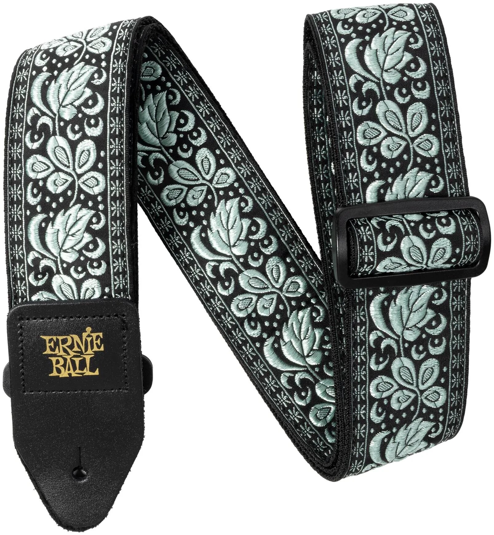 Ремень для гитары Ernie Ball 5633 Jacquard Mint To Be полипропилен, кожаные наконечники, зеленый