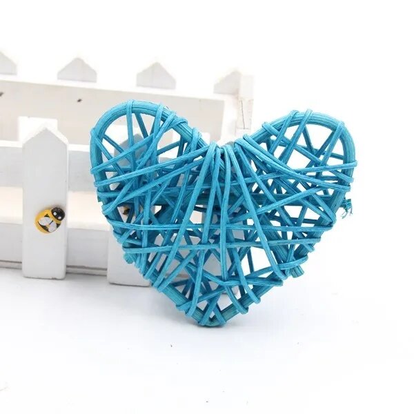 Ротанговые сердечки для декора Бирюзовый, 10CM, Light Blue