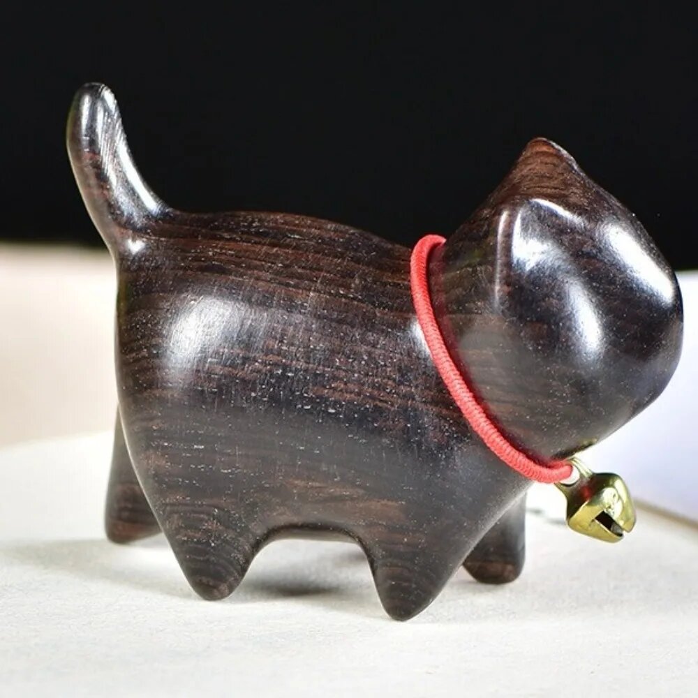 Фигурки кошки из дерева Black With Bell