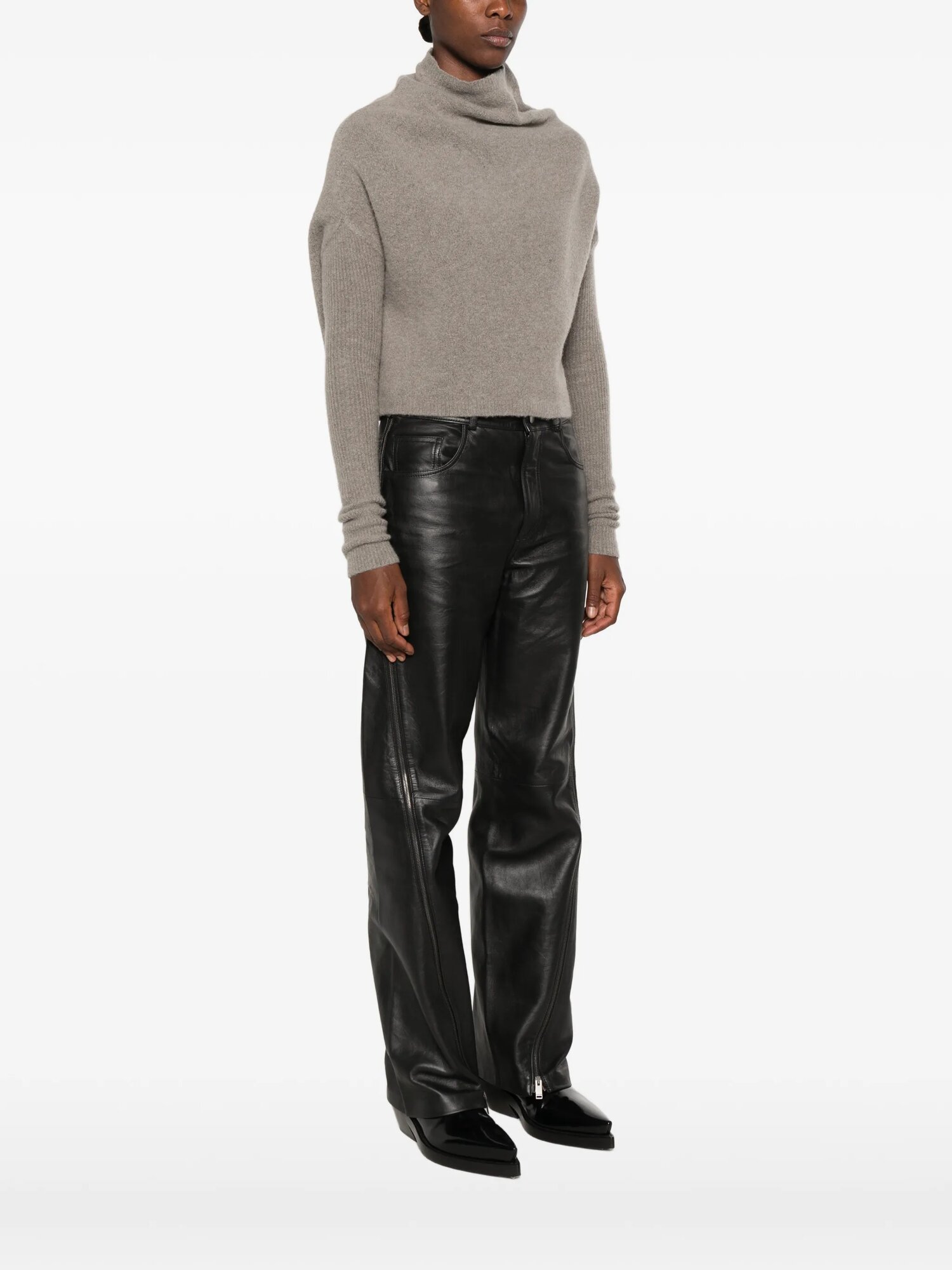 Свитер Rick Owens High-neck ribbed-sleeve sweater, размер 38, , серый — фото 1
