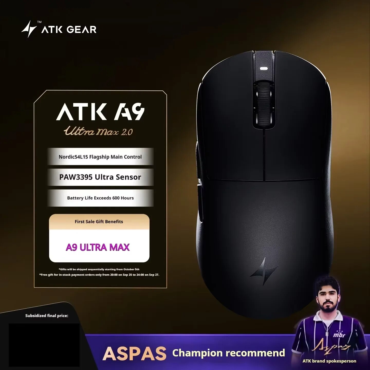 Игровая мышь ATK Dragonfly A9 Air Ultimate Plus 8K A9 Ultra Max Black
