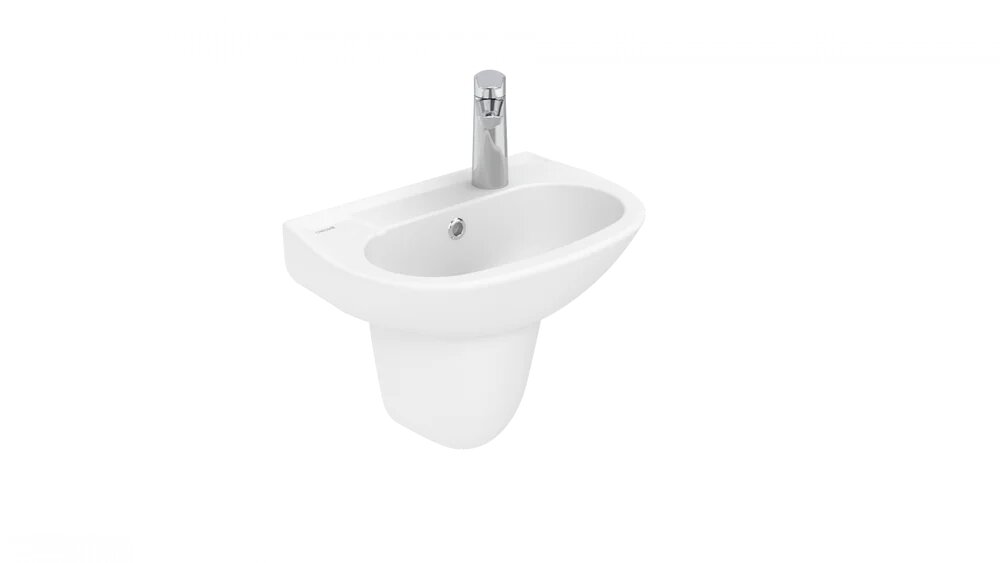 Раковина подвесная Creavit Trend TP030-00CB00E-0000 46 фарфоровая, раковина для ванной, белая, глянцевая, полукруглая, со встроенным сливом-переливом, в ретро стиле