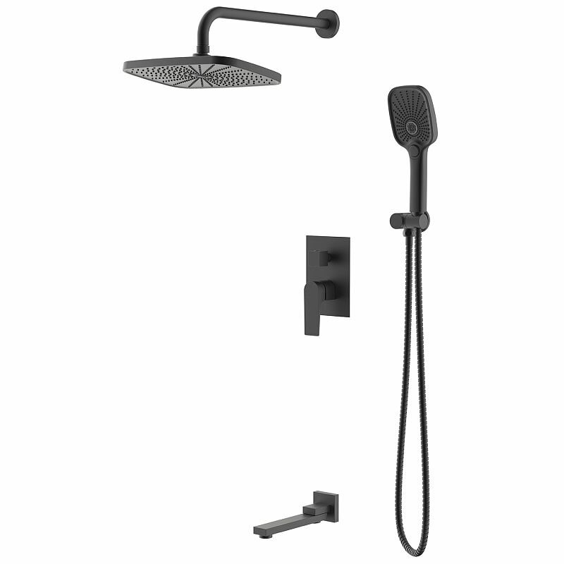Душевая система с изливом Azario Арида AZ-K7354B черный матовый