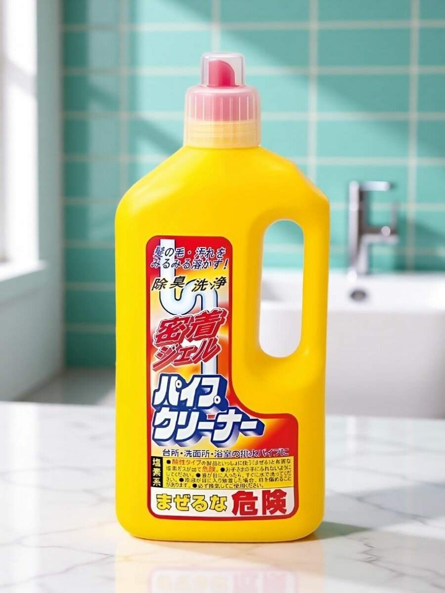 Nihon "Pipe Cleaner Gel" Специальное чистящее средство против засоров, для чистки сливных канализационных труб, против неприятных запахов бутылка 800 мл. Япония.