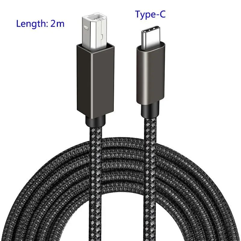 USB C Кабель принтера USB 2.0 для HP Canon Lexmark Epson USB C to Type B 2m