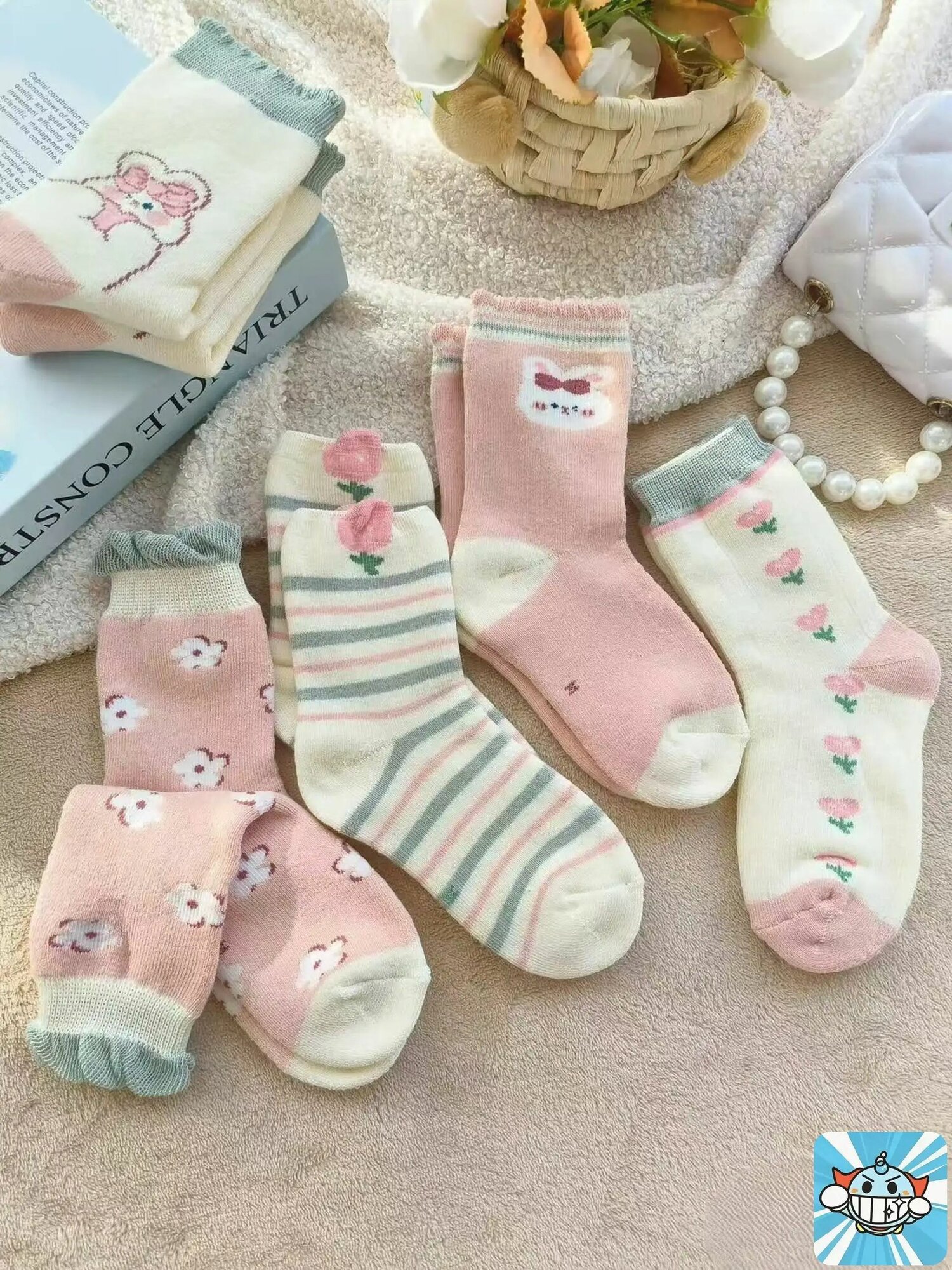 Носки Осень-зима, 5 пар, размер 3-5 лет, светло-розовый — фото 1