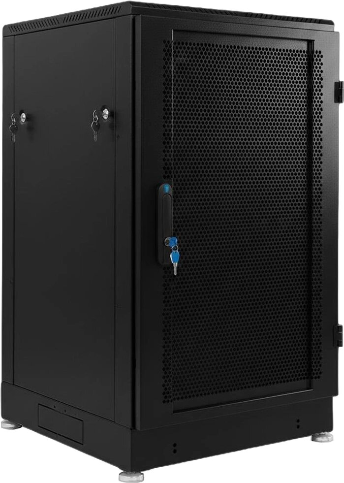 ЦМО Шкаф серверный напольный 24U (600 x 1000) дверь перфорированная 2 шт, чёрный, ШТК-М-24.6.10-44АА-9005