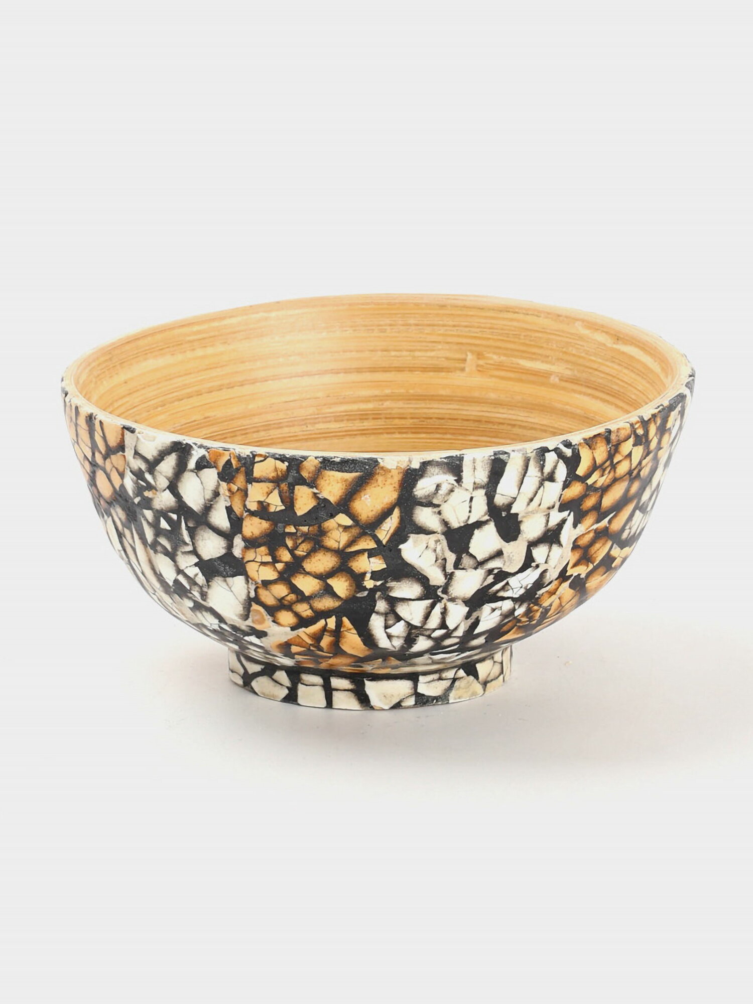 Миска, 12x12x6 см, бамбук, цвет: бежевый, тематика: узоры, текстура: гладкая