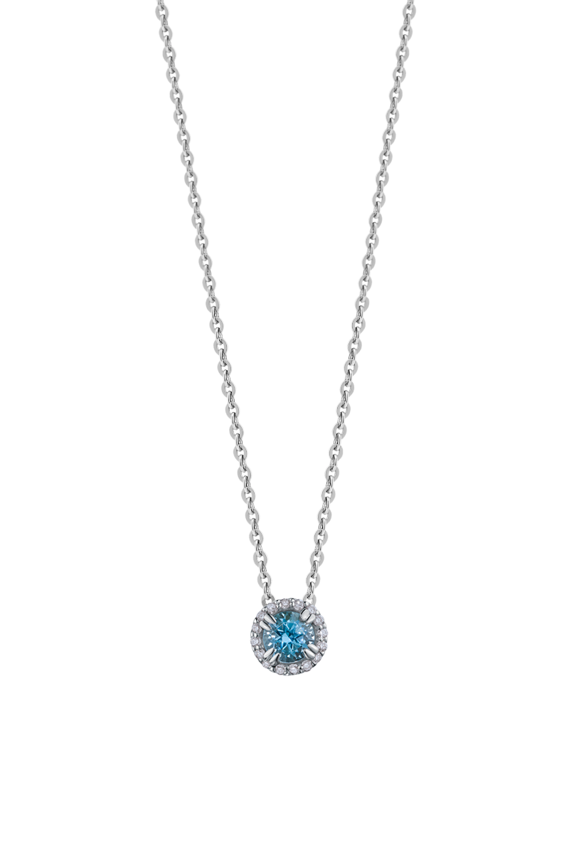 Колье, белое золото, 585 проба, топаз, бриллиант