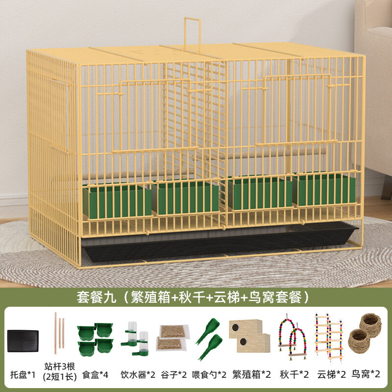 Большая клетка для птиц для домашнего использования, для попугаев, волнистых попугаев, корелл, неразлучников, с перегородкой, двойной ящик для разведения, птичье гнездо
