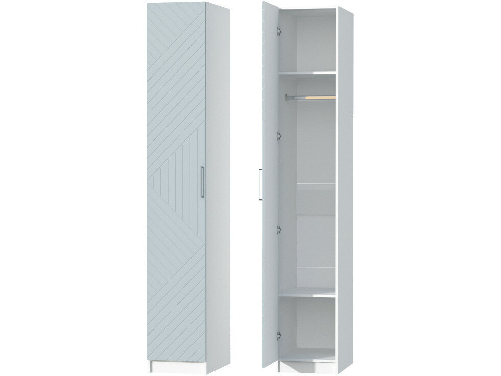 Шкаф-пенал однодверный, со штангой для вешалок, Белый/Монблан Р-826