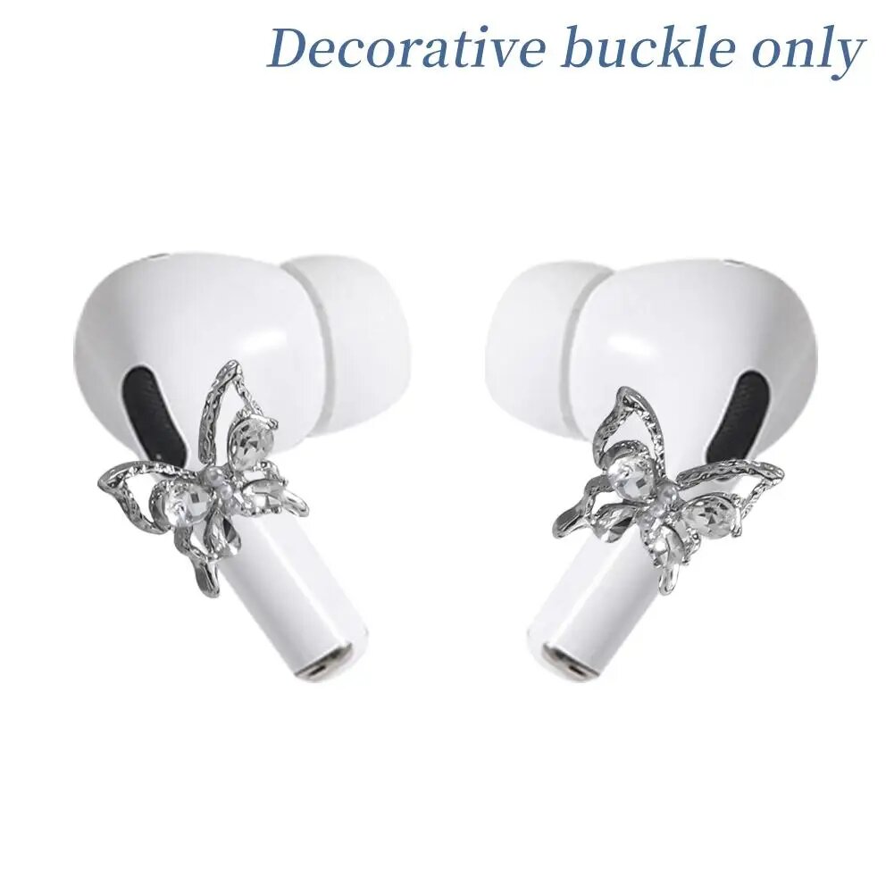 Модные клипсы для наушников с бриллиантами и цепочкой-фиксатором от потери, декоративные клипсы в форме бабочки для Airpods