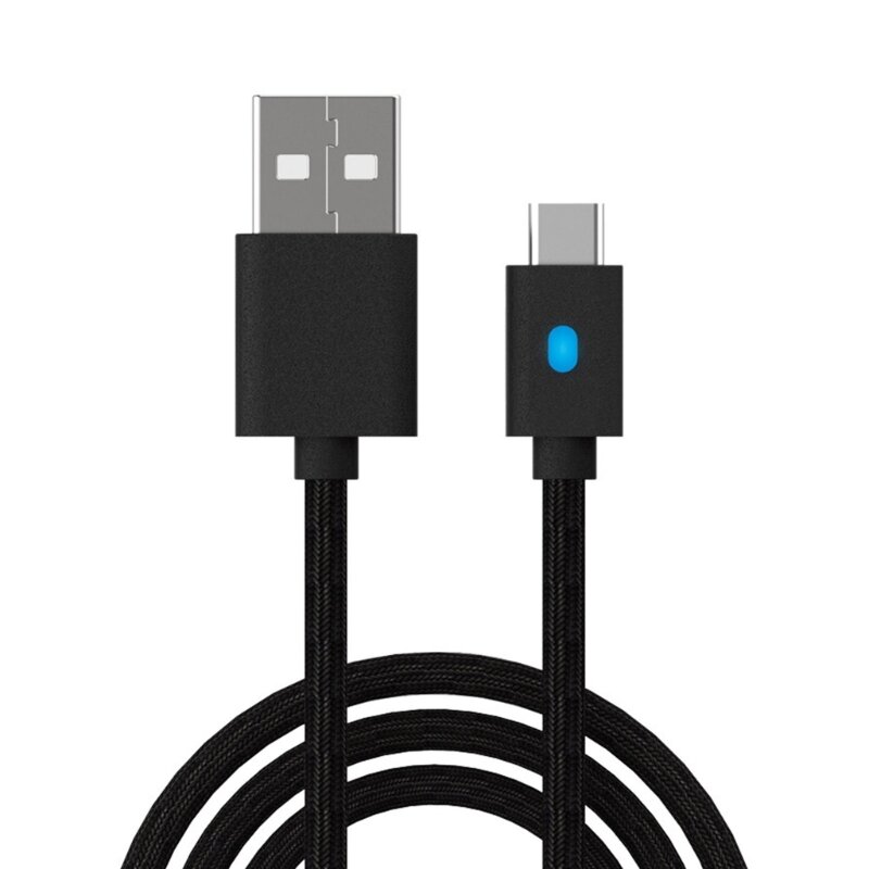 Зарядный Кабель Длиной 9,8 фута с Индикаторной Лампочкой для Игрового Контроллера P5 Плетеный Шнур Питания Провод Черный