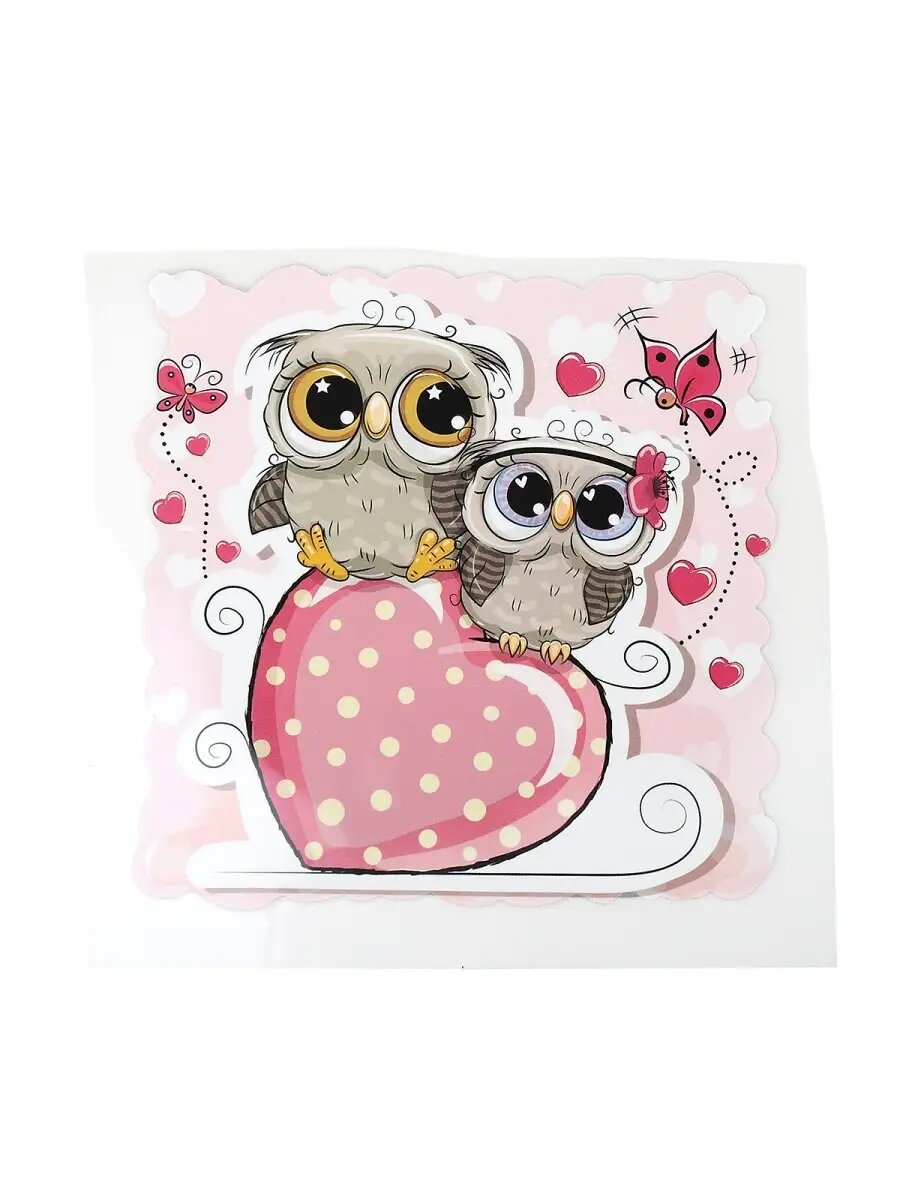 Термотрансфер Совы и сердце 12х12см 1шт
