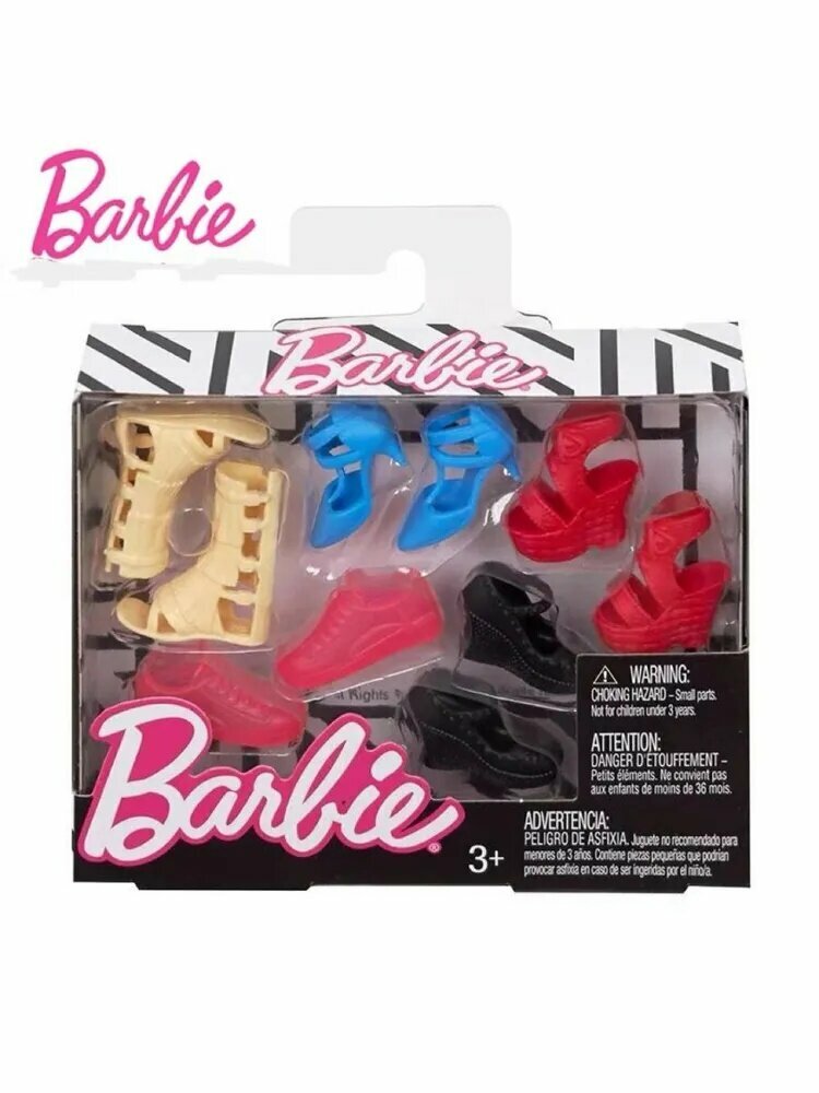 Обувь для Барби набор, модная миниатюрная обувь для кукол, туфли на каблуке, босоножки, аксессуары для кукольного гардероба (5пар)