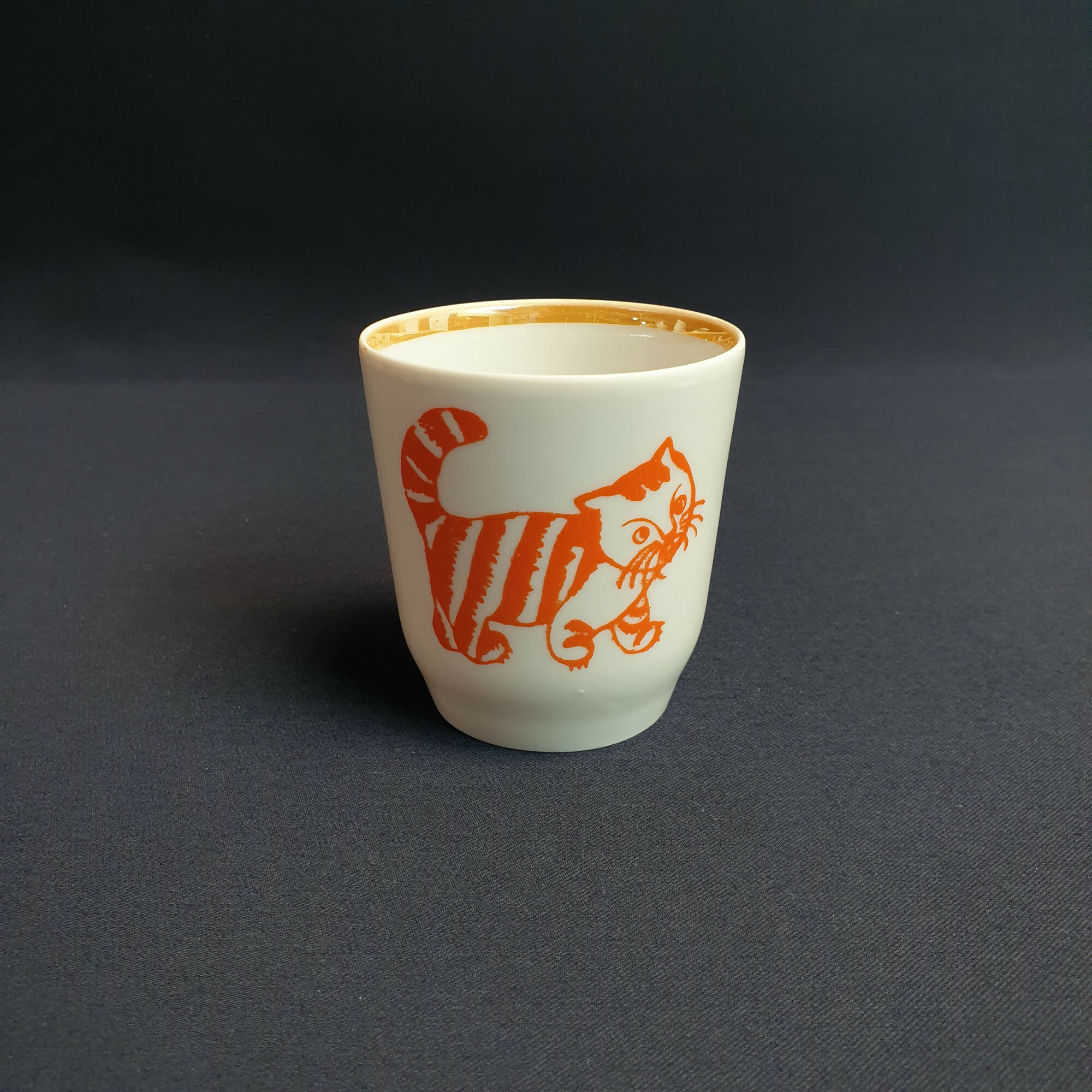 Стакан Кошка / котик с усиками, фарфор деколь 200 мл, винтаж СССР