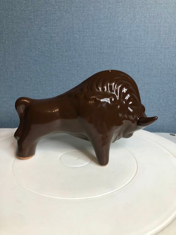 Статуэтка винтажная СССР, Васильковский з-д "ЗУБР", 15*10см, обливная керамика